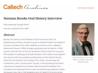 Norman H. Brooks Oral History Interview Transcript | Caltech Archives